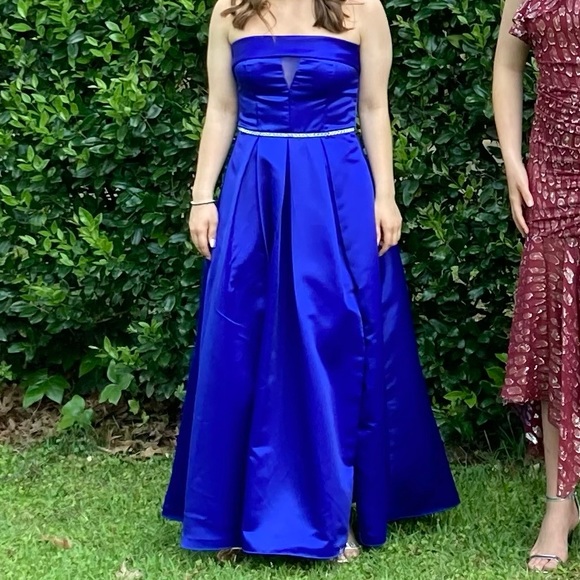 Teeze Me | Dresses | Teeze Me Royal Blue Satin Strapless Full Skirt ...